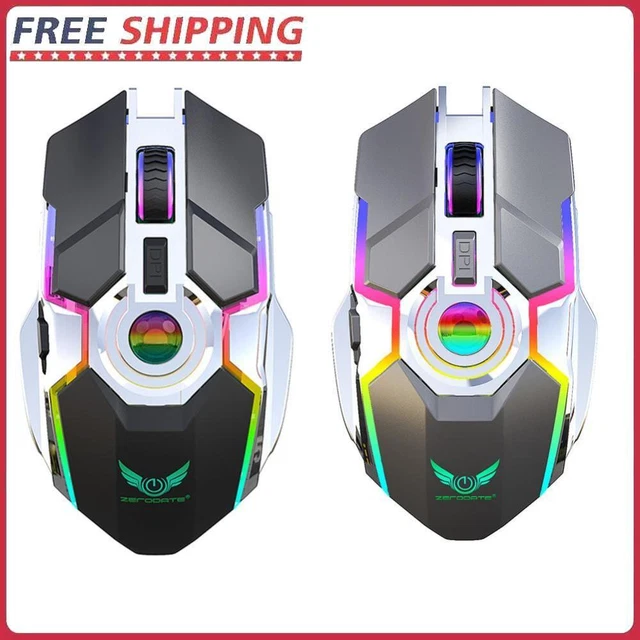 ZERODATE T30 WIRELESS Mechanical 2.4G 7 Key 2400DPI Optical Mouse w/USB ...