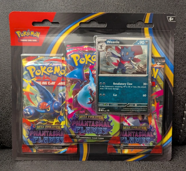 POKÉMON TCG PHANTASMAL Flames Triple Check Lane Blister Pack Weavile ...