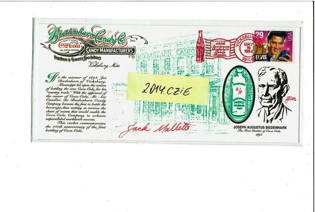 ORIGINAL COCA-COLA BIEDENHARN Envelope with ELVIS PRESLEY Stamp USA '94 ...