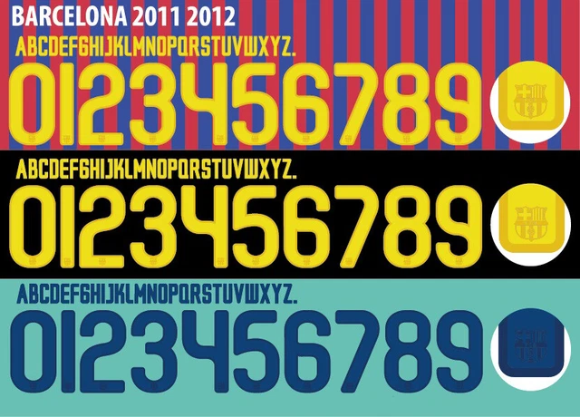 NAME&NUMBER SET FOR Barcelona La League 2011/2012 Home/Away/Third ...