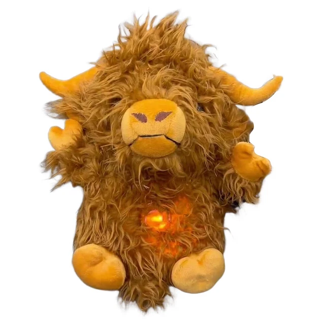 SNOOZE HIGHLAND COW Toy with Breathing Movement & Sound Cute 4 Gear for ...