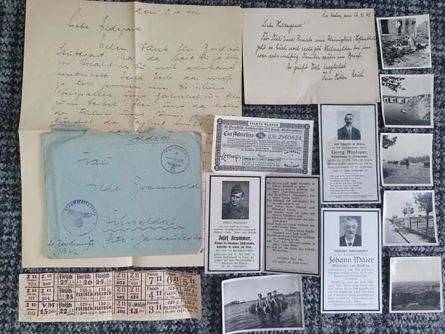 ORIGINAL GERMAN WW2 Bundle/lot Soldiers letters.Photos Death Cards EUR ...
