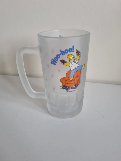 VINTAGE THE SIMPSONS Homer Simpson Woo-hoo! Frosted Duff Beer Glass ...