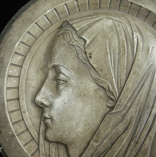 MEDALLION PROFILE OF The Virgin Marie Sc C Charl Religious Test Plaster ...