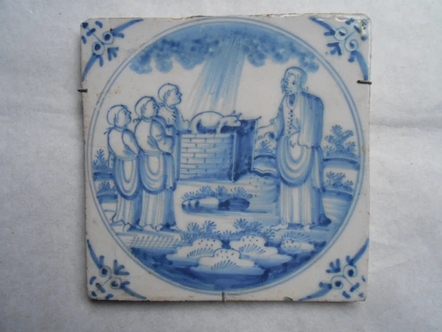 ANTIQUE DUTCH DELFT Biblical Tile. 18th Century. Pottery. Ceramic tile ...