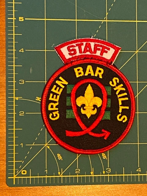 VINTAGE BSA BOY Scouts Green Bar Skills Patch with Staff Patch Segment ...