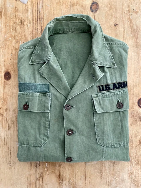 50S VINTAGE US ARMY 1ST PATTERN OG-107 JACKET SHIRT usn korea vietnam ...