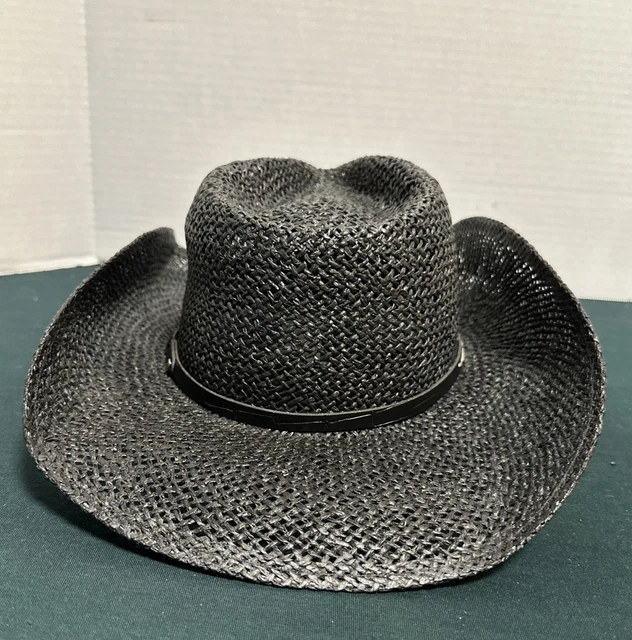 STETSON RODEO DR Collection Black Woven Straw Cowboy Hat Western Concho ...