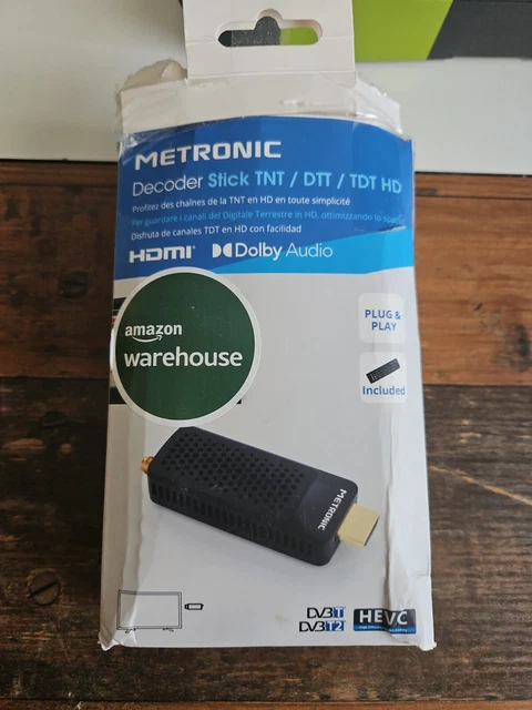 METRONIC 441625 DECODER TDT Dongle Stick DVB-T2 HEVC HDMI USB EUR 20,00 ...