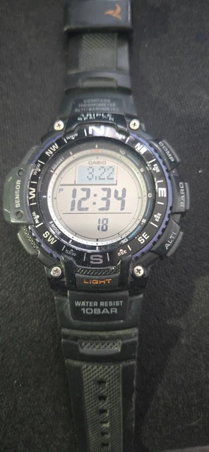 CASIO ALTI BARO Watch SGW-1000 3439 Super Illuminator Triple Sensor ...