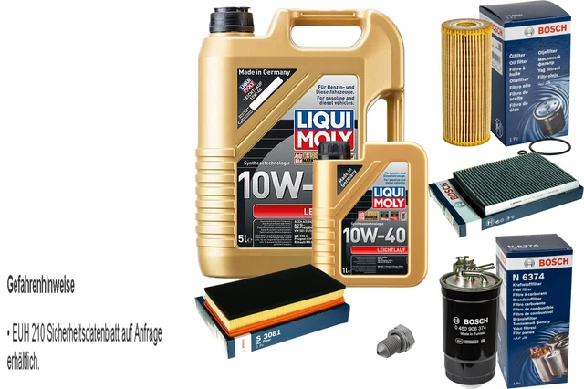 BOSCH INSPECTION SET 6L Liqui Moly Bon Fonctionnement 10W-40 pour ,Seat Leon 1.9 EUR 125,26 ...