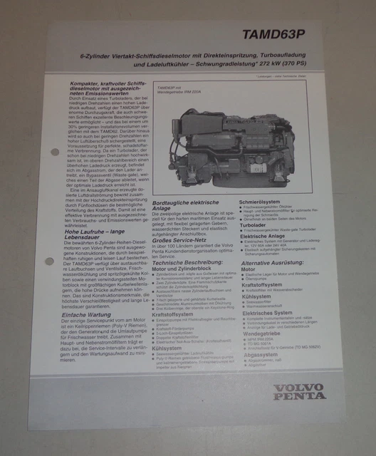 TYPE SHEET / technical data Volvo Penta boat engine TAMD63P booth 01/ ...