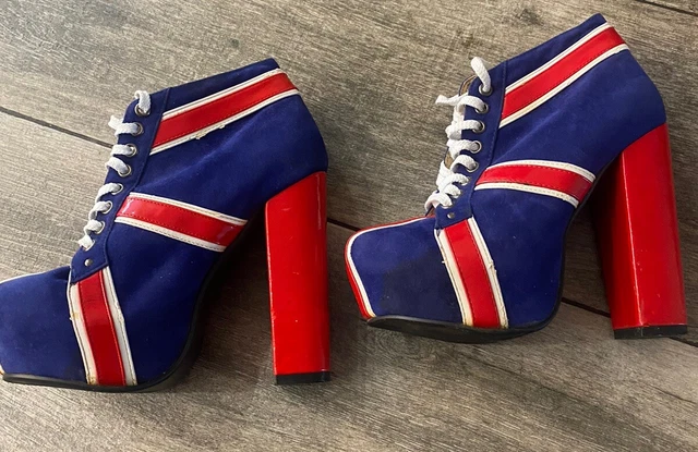 RARE BEBO WOMEN'S Union Jack Flag Platform Heels (UK Size 4) - Spice ...