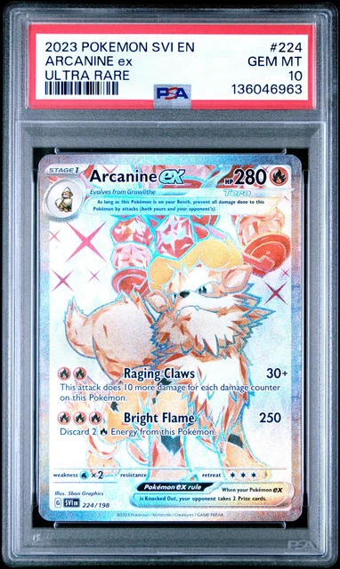 2023 POKEMON SCARLET & Violet Arcanine EX Ultra Rare PSA 10 #224 £80.23 ...