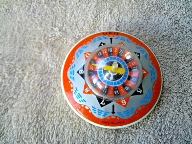 RARE VINTAGE JAPANESE UFO Roulette Wheel Friction Tin Toy Collector ...