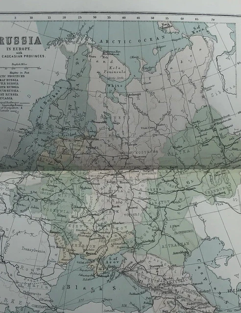 MAP OF RUSSIA In Europe With The Caucasian Provinces Antique Political ...