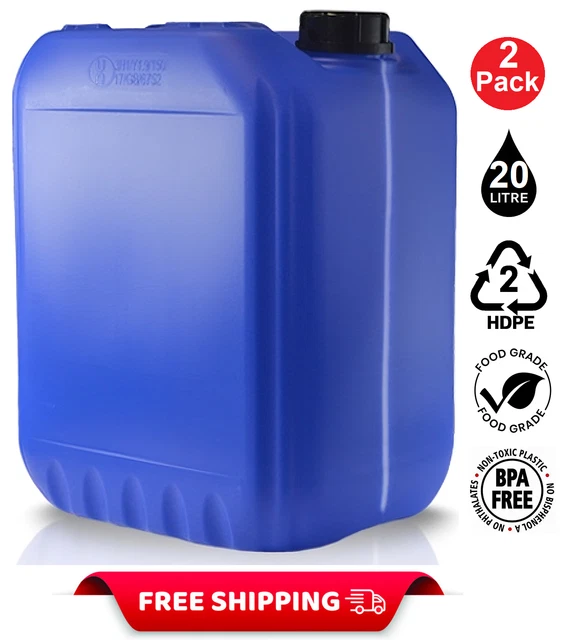 2 X 20L LITRE PLASTIC WATER CONTAINER CARRIER FOOD DRUM JERRYCAN ...