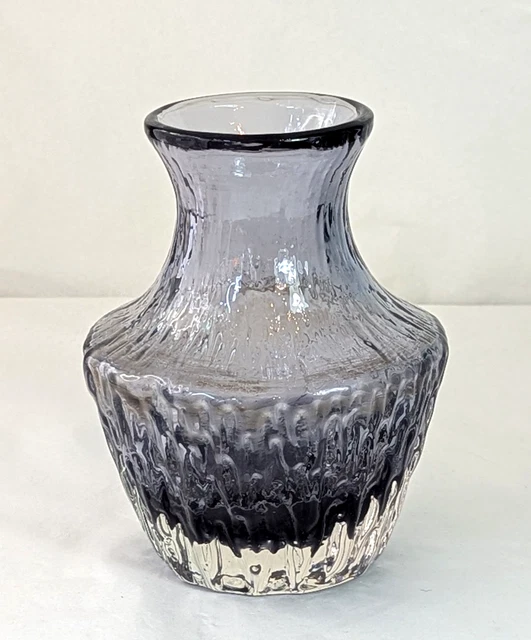 SCARCE WHITEFRIARS STUDIO Glass Lilac Pot Bellied Vase Geoffrey Baxter ...