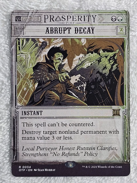 CARTA MTG ABRUPT Decay Outlaws of Thunder Junction (OTJ) #34 rara nuova ...