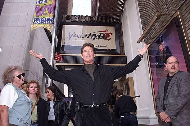 DAVID HASSELHOFF DURING David Hasselhoff photographed greeting fan- Old ...