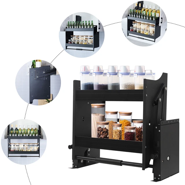 PULL DOWN SHELF Upper Kitchen Wall Cabinet Storage Organizer (24inch ...