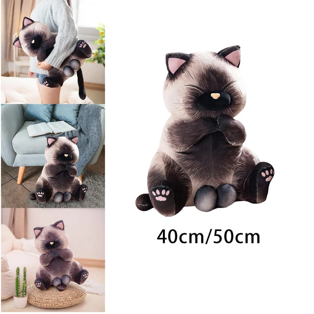 SIMULATION PLUSH TOY Stuffed Animal Siamese Cats for Sleeping Accompany ...
