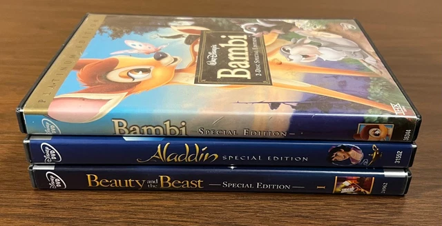 WALT DISNEY'S BAMBI/BEAUTY & Beast/Aladdin 2-Disc Platinum DVD lot ...