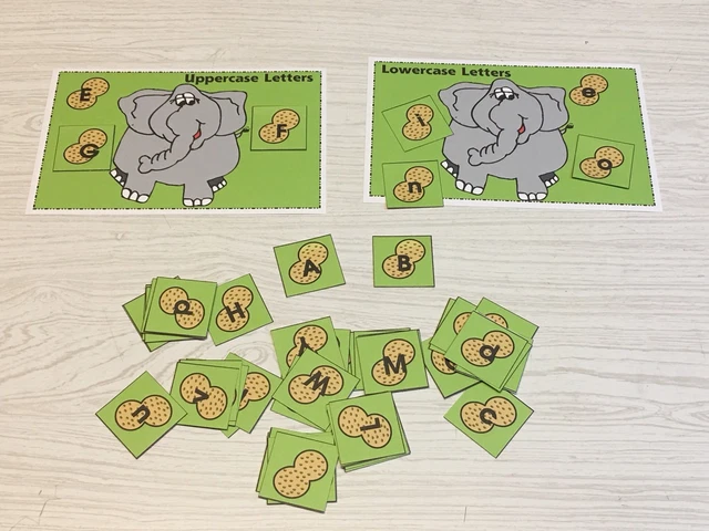 UPPER AND LOWER Case Elephant & Peanuts Sort - Laminated Activity Cards ...