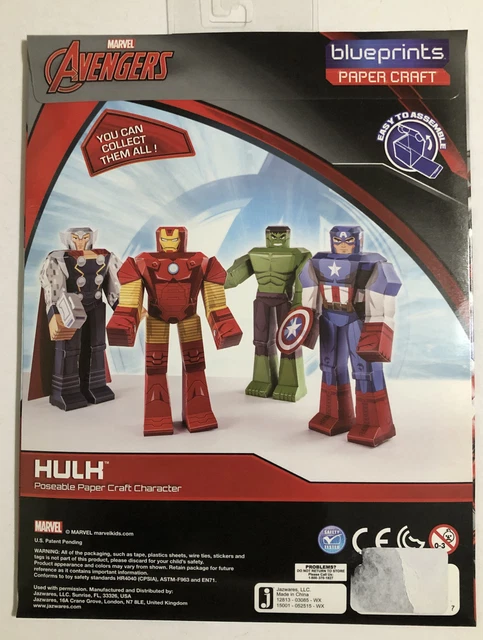 PERSONNAGE POSABLE PAPERCRAFT Blueprints Avengers Hulk - Scellé - EUR 7 ...
