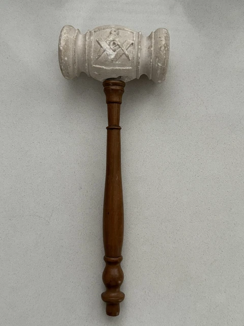 VINTAGE MASONIC FREEMASONS Stone Gavel Hammer With Wood Handle £10.50 ...