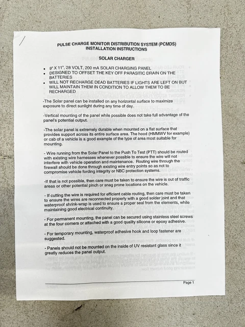 US ARMY HMMWV Humvee Truck Jeep Pulsetech Pulse Charge 12 V 24V Solar ...