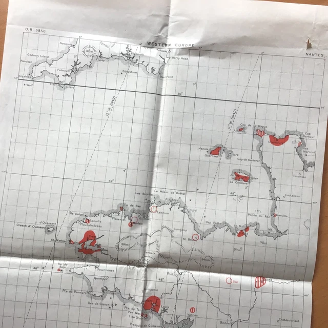 ORIGINAL WW2 RAF INTELLIGENCE OFFICER’S MAP OF WESTERN EUROPE including ...