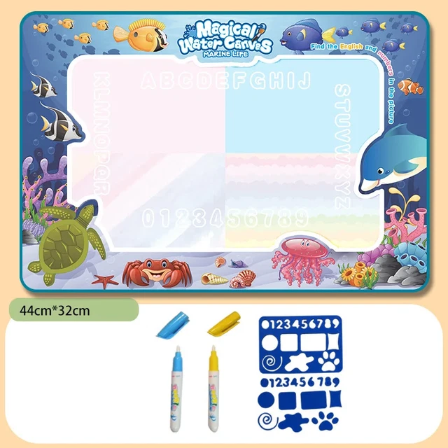 MAGIC WATER DRAWING Mat Reusable Doodle Painting Board with Pens ...