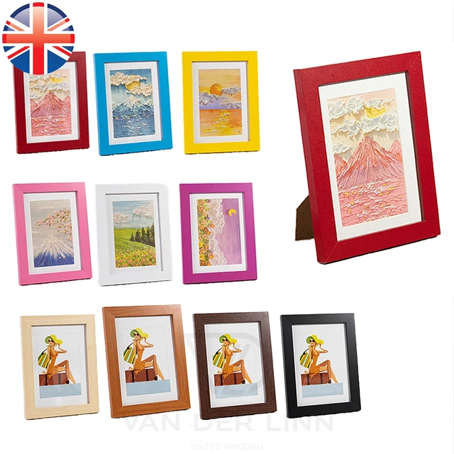 VAN DER LINN Photo Frame Coloured Wooden 4X6 5X7 6X8 A3 A4 Classic DIY ...