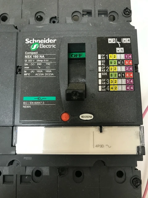 SCHNEIDER 250A MCCB MERLIN GERIN NSX160NA 4 POLE + NON AUTO LV430639 ...