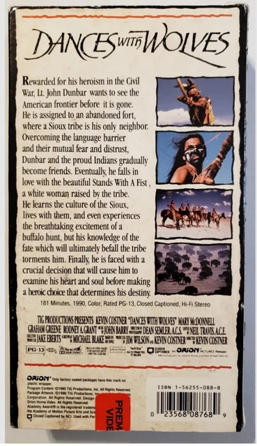 DANCES WITH WOLVES (VHS, 1993) Kevin Costner £7.09 - PicClick UK