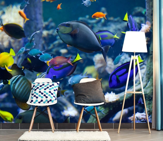 3D BLUE FISH E569 Wallpaper Mural Paper Wall Print Indoor Murals CA Honey $34.99 - PicClick CA