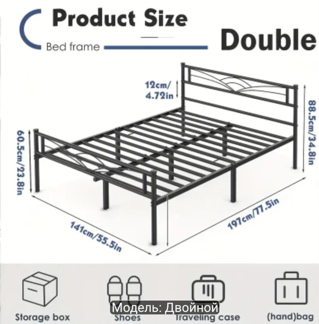 DOUBLE BED FRAME metal £47.99 - PicClick UK