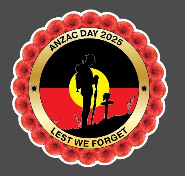 ANZAC DAY LEST WE FORGET 2025 ABORIGINAL FLAG DECAL CAR VAN WINDOW 200 x 200mm $9.45 - PicClick AU
