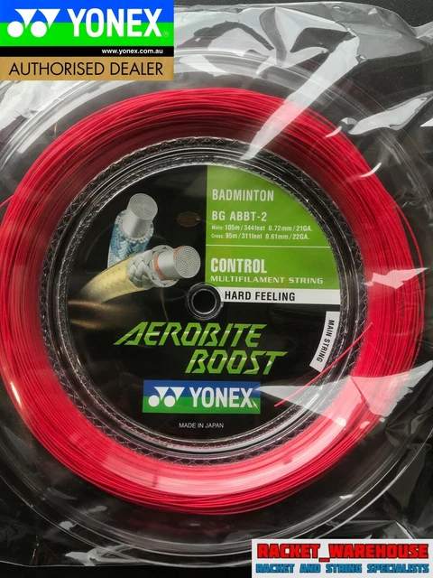 YONEX AEROBITE BOOST 200M Coil Badminton Racket String Gray / Red Japan ...