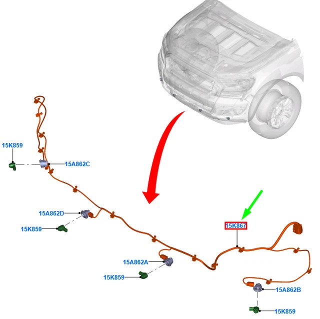 FORD RANGER T6 MK1 Front Parking Aid Wiring EB3T-14369-BD 2001094 NEW GENUINE EUR 98,21 ...