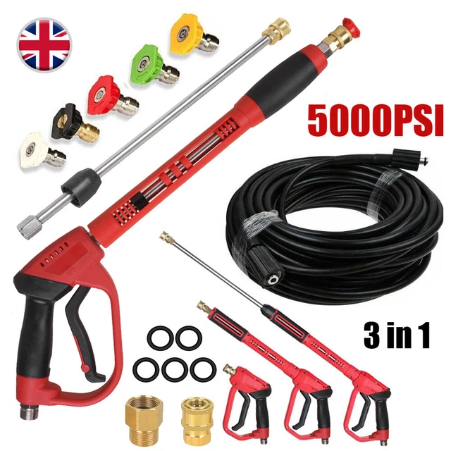 UK 5000PSI HIGH Pressure Washer Spray Gun Car Jet Lance Washing Hose ...