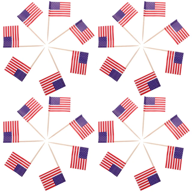 200 FOOD LABELS for Party Buffet, Cheese Picks with Flags on Stick, USA ...
