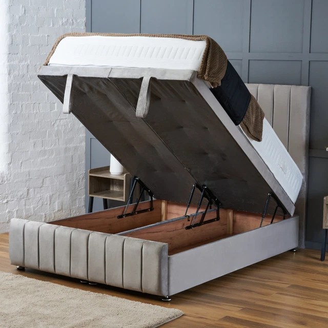 SOLID DIVAN OTTOMAN Bed Lift Up Storage Base 54"Headboard&Footboard ...