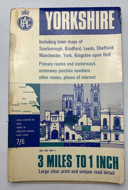 YORKSHIRE ROAD MAP by RAC includes town maps circa 1970 £8.00 - PicClick UK