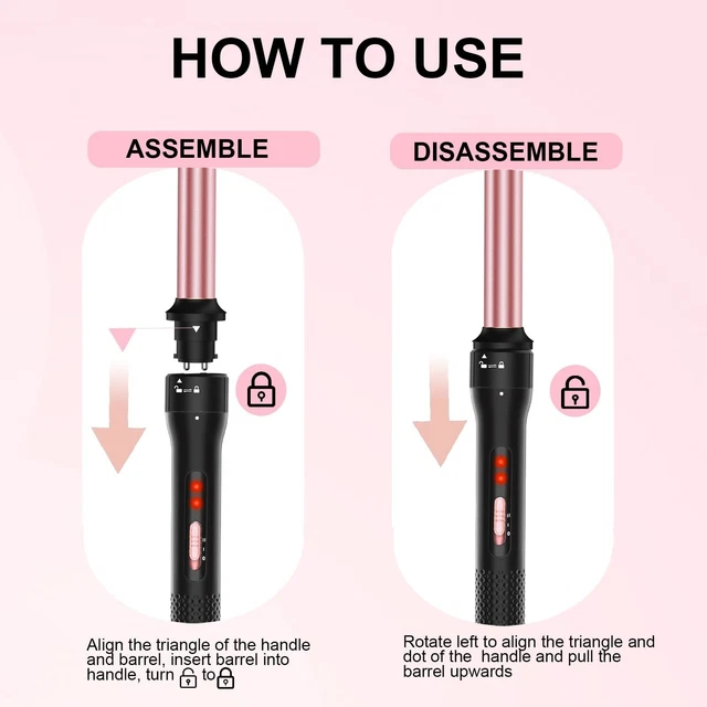 CURLING IRON 1 Inch, Professional Long Barrel Hair Curling Wand with 2 ...