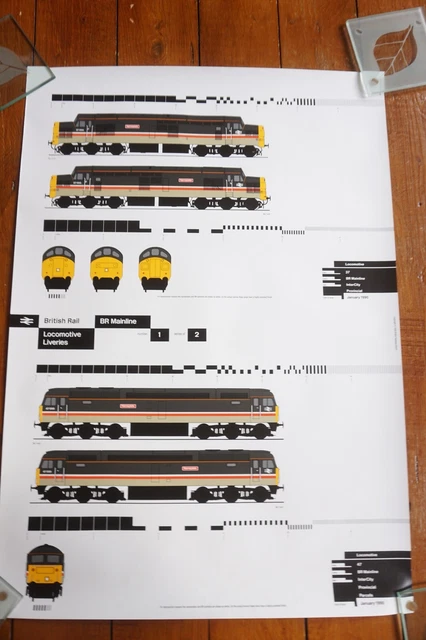 1990 BR RAILFREIGHT Loco Locomotive Liveries Railway Poster Class 37 ...