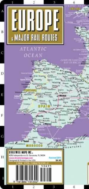 STREETWISE EUROPE RAIL Map - Laminated Railroad - Map, by Streetwise ...