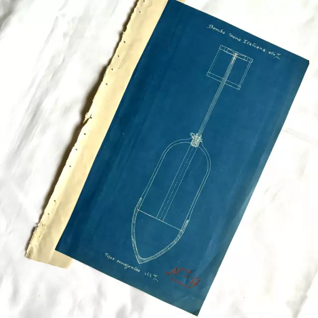 ITALIAN AERIAL MINE Bomb Blue Print Plan Drawing Corpo Aeronautico ...