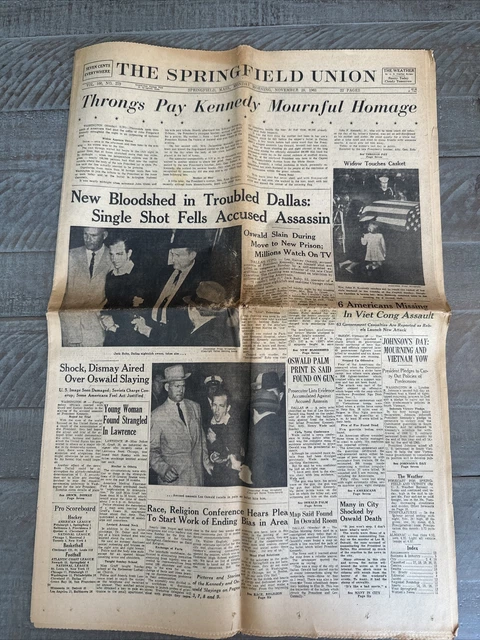 THE SPRINGFIELD UNION Newspaper November 25 1963 JFK Funeral COMPLETE ...